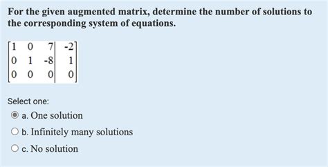 [solved] for the given augmented matrix determine the number of