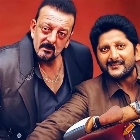 Sanjay Dutt As Munna Bhai And Arshad Warsi As Circuit On A Scooter With