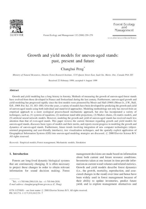 Pdf A4growth And Yield Models For Uneven Aged Stands Dokumentips