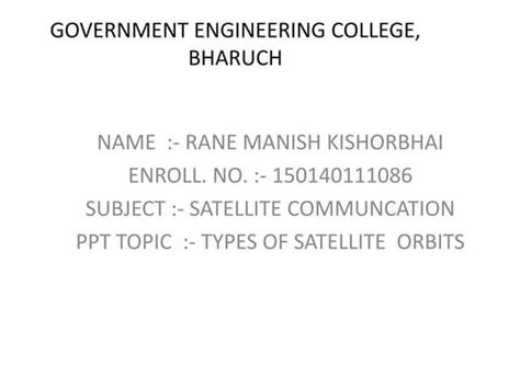 Orbital Parameters Of A Satellite Pptx