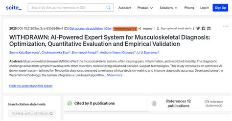 Withdrawn Ai Powered Expert System For Musculoskeletal Diagnosis Optimization Quantitative