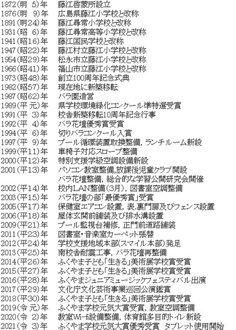 沿革史 福山市立藤江小学校