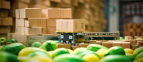 Automated Packaging System With Boxes And Produce Premium Ai Generated Image