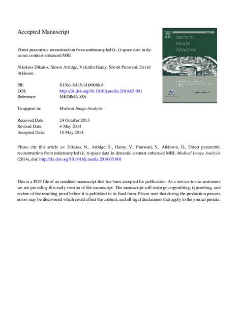 Pdf Direct Parametric Reconstruction From Undersampled K T Space