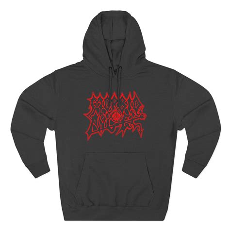 Morbid Angel Red Logo Three Panel Fleece Hoodie Teemerch