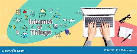 IoT With Person Using A Laptop Stock Photo Image Of Database Storage