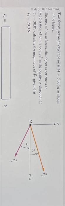 Solved Two Forces Act On An Object Of Mass M 5 00 Kg As