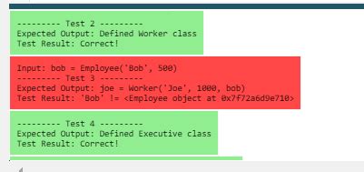 Python 36 Question Attempt Error Message Codes Class Employee Object