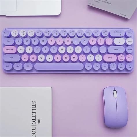 Jual Colorful Wireless Keyboard And Mouse Ergonomic Small Size Typewriter Keyboard And Mouse Combo