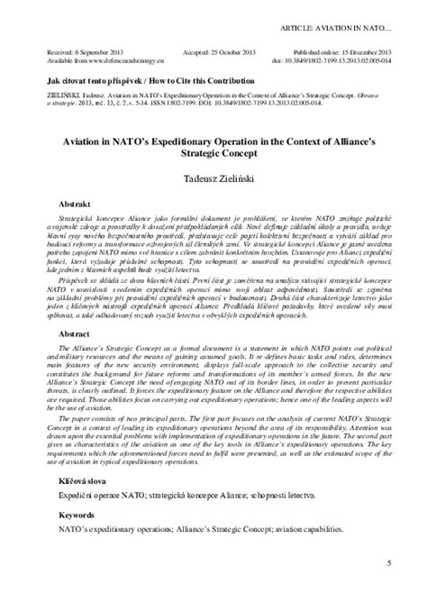 Pdf Aviation In Natos Expeditionary Operation In The Context Of