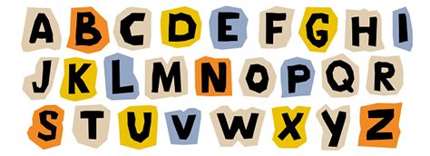 종이는 알파벳 컬렉션을 잘라냅니다 다채로운 대문자 콜라주 조각 세트 공예 낙서 아이 글꼴 요소는 장식 포스터 배너 인쇄를 위한