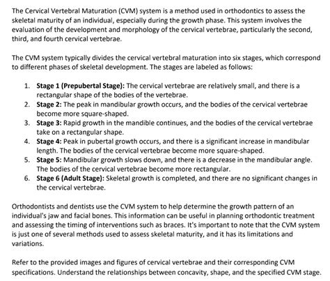 Solved The Cervical Vertebral Maturation CVM System Is A Chegg Com