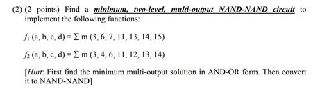 solved 2 2 points find a minimum two levelmulti output