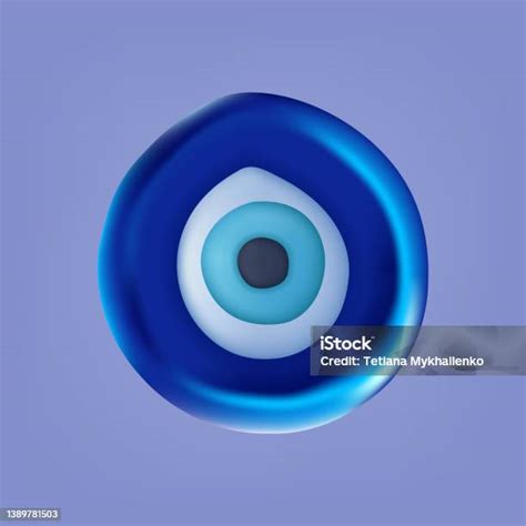 3d 사악한 눈 그리스 어 또는 터키 신비 한 현대 부적 시원한 부적 영적 종교적 상징 비전과 지식 발견 영혼 에너지의 유리 기호 파란 악한 눈 벡터 일러스트레이션 3차원