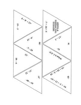 Adding And Subtracting Integers Game Puzzle With Worksheet TPT