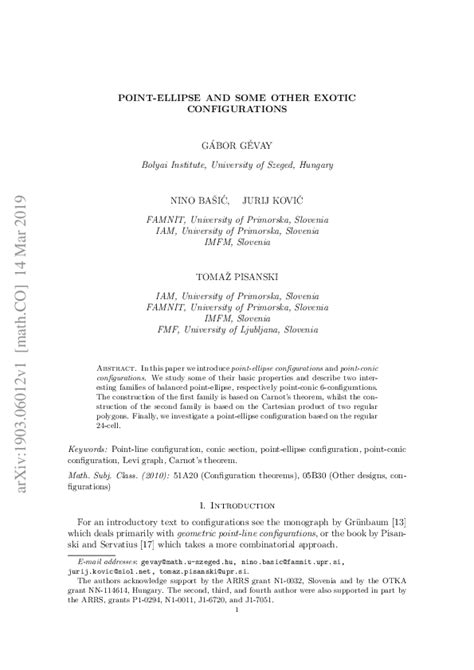 Pdf Point Ellipse And Some Other Exotic Configurations