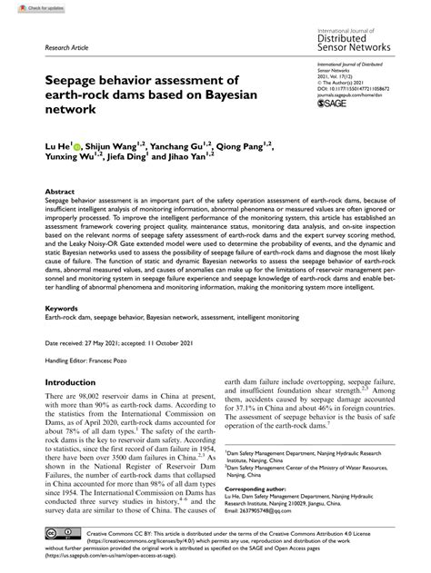 Pdf Seepage Behavior Assessment Of Earth Rock Dams Based On Bayesian Network