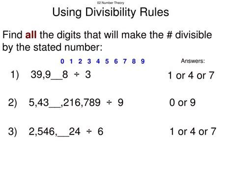 Ppt 02 Number Theory Using Divisibility Rules Powerpoint Presentation Id 3208873