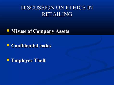Issues About Ethics In Retailing Ppt