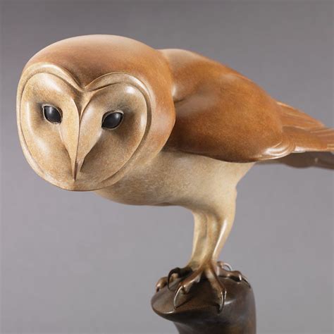 Handmade Owl Figurine On Wooden Base