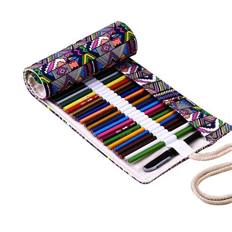 Cute Cartoon Penalty Canvas Pencil Case 364872 Holes Roll Large School Pen Bag Estuche Escolar