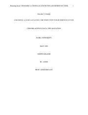 Final Project Data Visualization New Pdf Running Head CHOOSING A GOOD LOCATION FOR A