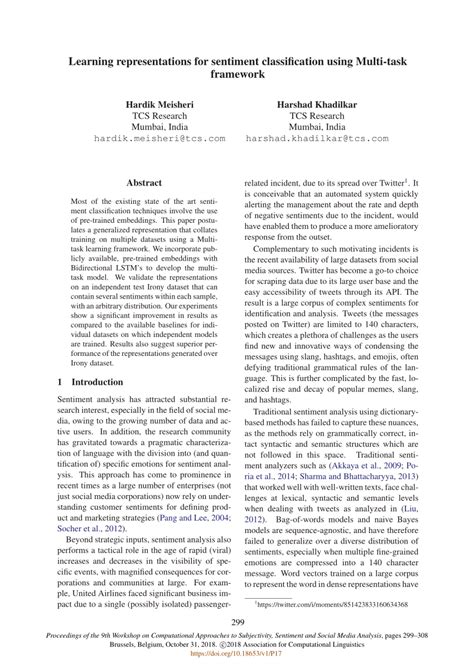 Pdf Learning Representations For Sentiment Classification Using Multi