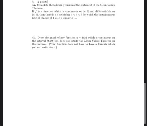 Solved 4 12 Points 4a Complete The Following Version Of