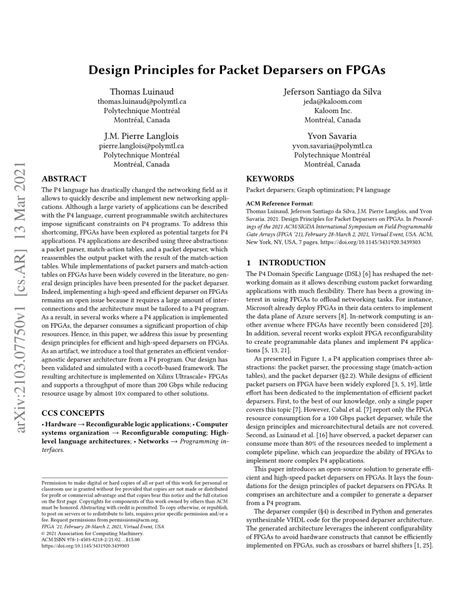 Pdf Design Principles For Packet Deparsers On Fpgas
