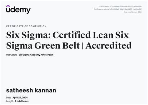 Satheesh Kannan On Linkedin Excited To Share That The Lean Six Sigma