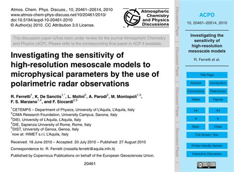 Pdf Investigating The Sensitivity Of High Resolution Mesoscale Models To Microphysical