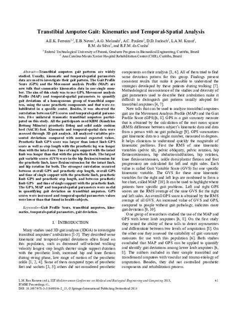 pdf transtibial amputee gait kinematics and temporal spatial analysis