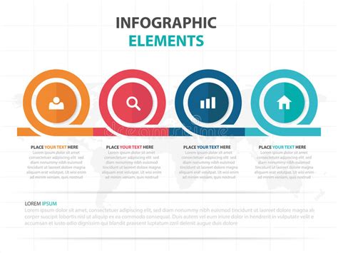 抽象五颜六色的圈子企业时间安排infographics元素，网的介绍模板平的设计传染媒介例证 向量例证 插画 包括有 编号 图形