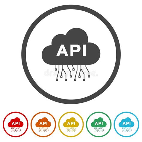 Api Cloud Integration Icon Set Icons In Color Circle Buttons Stock