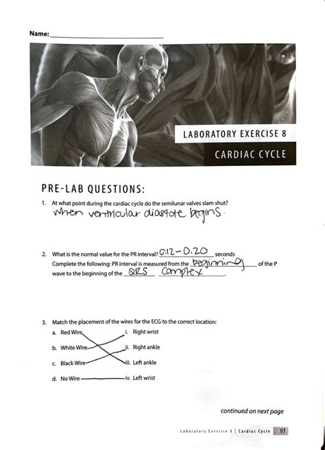 bio 2301 pre lab 8 lab homework name cardiac cycle pre lab