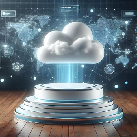 Photoreal 3d With Cybersecurity Podium With A Blurred Or Bokeh