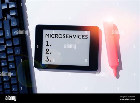 sign displaying microservices word for software development technique