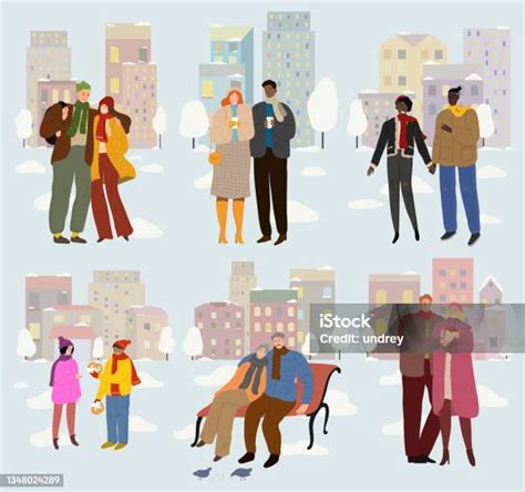 야외에서 사랑하는 커플은 함께 시간을 보낸다 데이트 회의 겨울에 대한 스톡 벡터 아트 및 기타 이미지 겨울 가을 노인 Istock