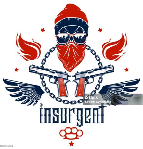 혁명과 폭동은 공격적인 두개골 무기와 다른 디자인 요소 벡터 문신 무정부 상태와 혼란 반란군 당파와 혁명과 엠블럼 또는 로고를 사악한 Revolution에 대한 스톡 벡터