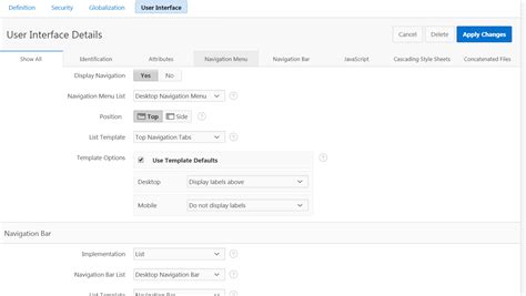 specify user interface details