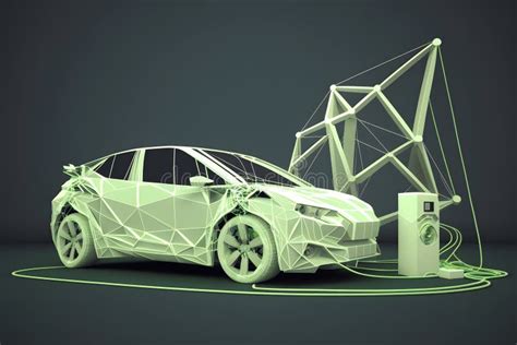 Electric Car Charging Concept In Green Environment Neural Network Ai Generated Stock