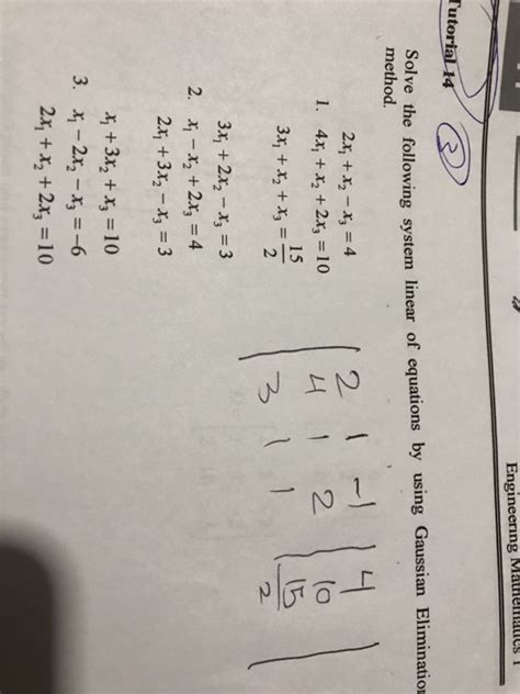 Solved Solve The Following System Linear Of Equations By