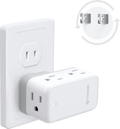 TROND 2 Prong To 3 Prong Outlet Adapter 2 Prong Plug Extender With 360 Rotating Plug And 6 AC