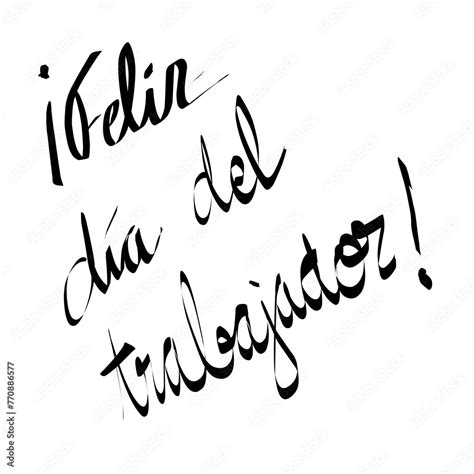Letra Caligrafía De Texto Feliz Día Del Trabajador Vector Con