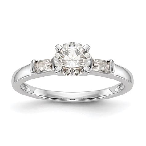 14k White Gold Peg Set 14 Carat Baguette Diamond Semi Mount Engagement