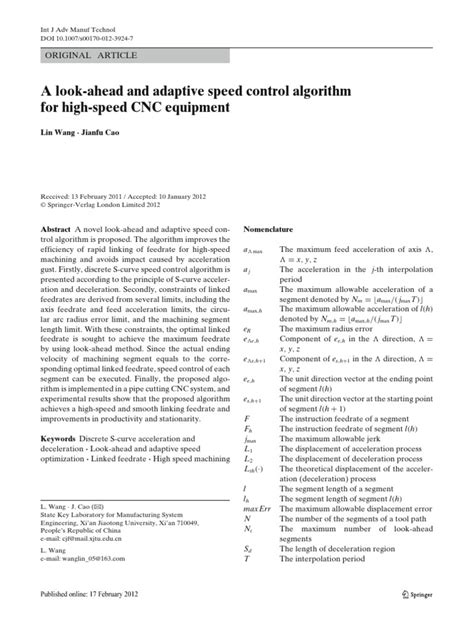 Cnc Look Ahead S Shape Pdf Acceleration Numerical Control