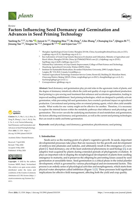Pdf Factors Influencing Seed Dormancy And Germination And Advances In