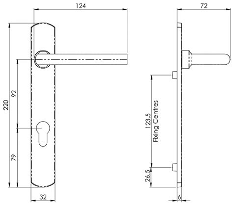 Carlisle Brass Eurospec Steelworx 316 Narrow Plate Straight Lever On