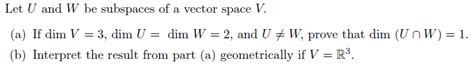 Solved Let U And W Be Subspaces Of A Vector Space V A If Chegg
