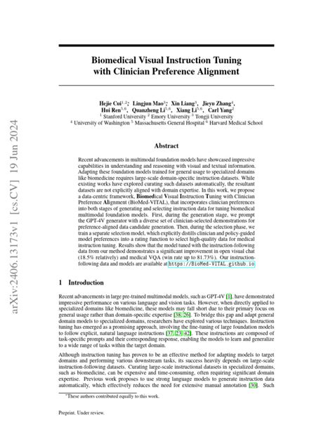 Biomedical Visual Instruction Tuning With Clinician Preference Alignment Pdf Information